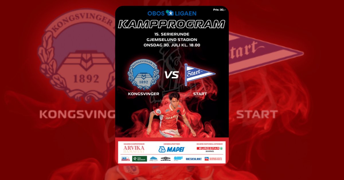 Dagens programblad: Kongsvinger - Start / Kongsvinger